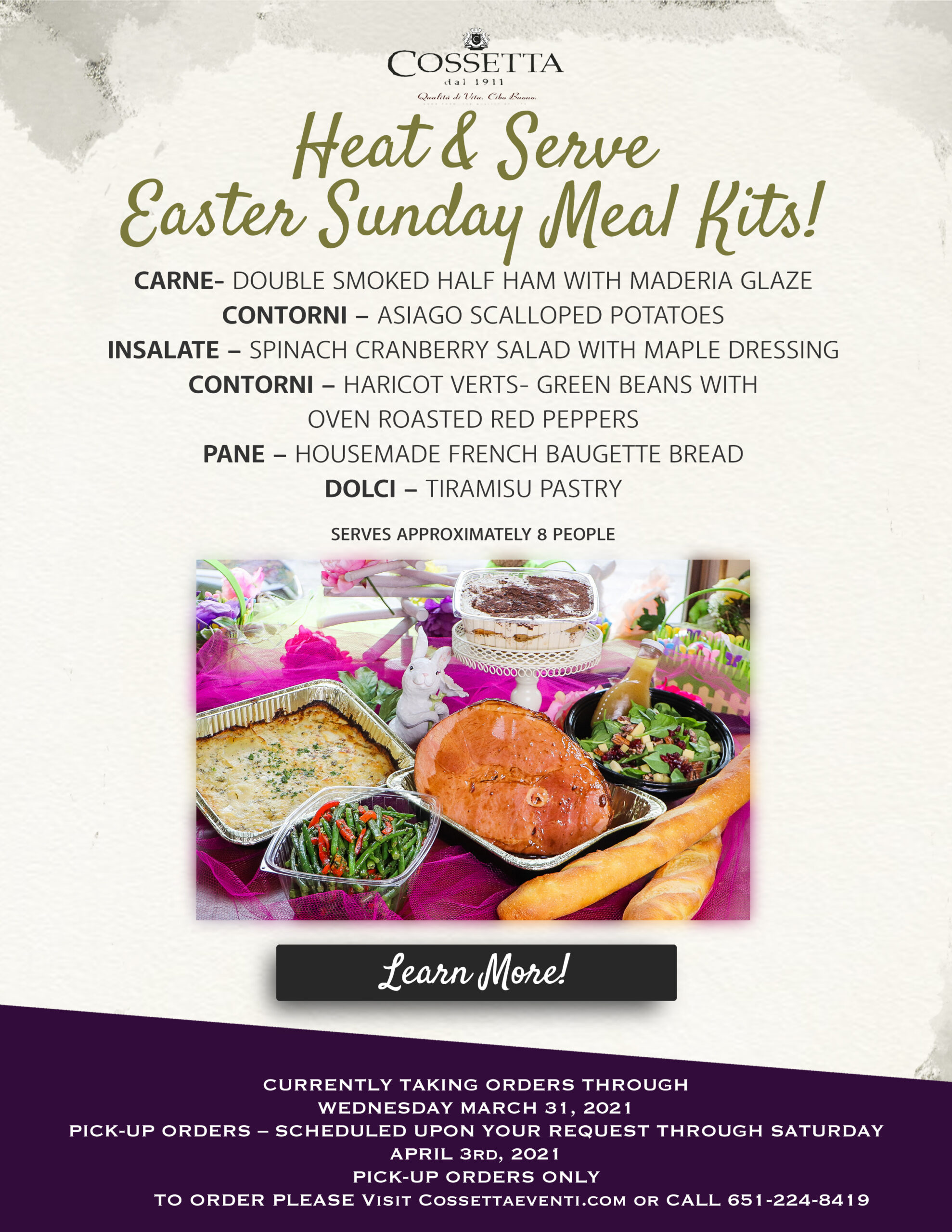 Full Menu | Cossetta Eventi